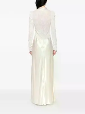Alberta Ferretti Tie Lace Dress - Neutrals