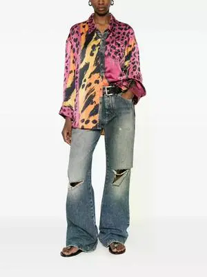 R13 Animal-print Panelled Shirt - Pink