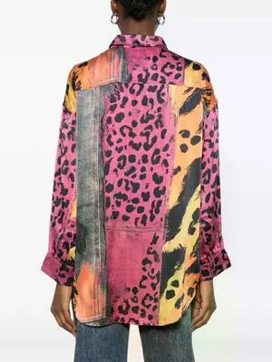 R13 Animal-print Panelled Shirt - Pink