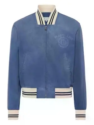 MAISON MARGIELA Striped-hem Bomber Jacket - Blue