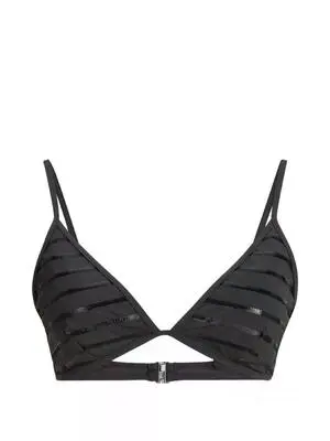 Brunello Cucinelli Striped Monili Bikini Top - Grey