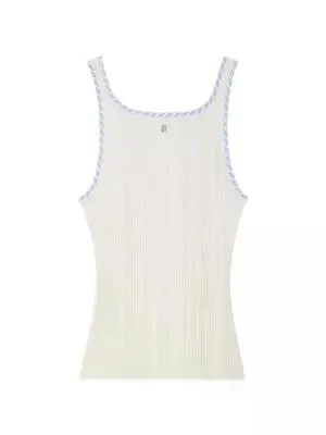 Sandro Ribbed Knit Vest Top With Striped Trim