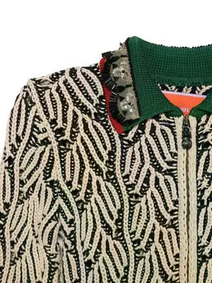 La DoubleJ Patterned Embellished Collar Cardigan