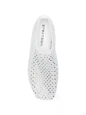 STRATEGIA SHOES Embellished Ballet Flats - White