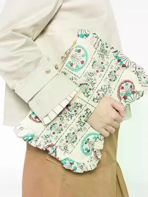 La DoubleJ Florette Tiles Jacquard Clutch Bag - Neutrals