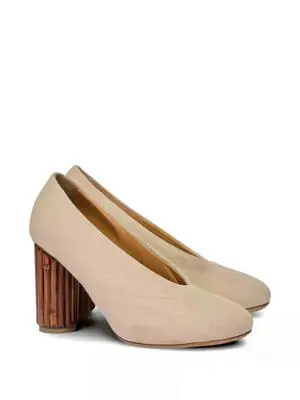Moschino Cotton Round Toe Block Heel Pumps