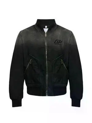 Off-White Zip-up Faded Bomber Jacket - Black