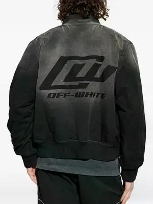 Off-White Zip-up Faded Bomber Jacket - Black