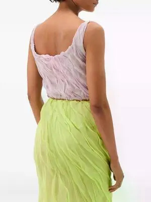 Versace Draped Pleated Silk Chiffon Cropped Top