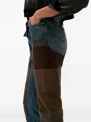 Versace Leather Patchwork Straight Jeans