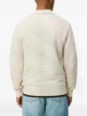 LES DEUX Textured Polo Shirt With Ribbed Cuffs