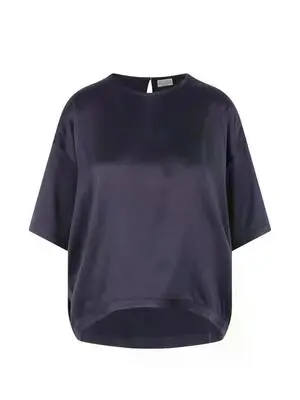 Brunello Cucinelli Silk-satin Blouse - Blue