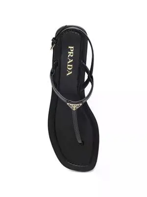 Prada Logo-plaque Sandals - Black