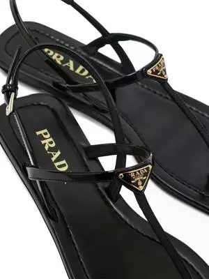 Prada Logo-plaque Sandals - Black