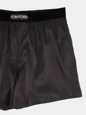 TOM FORD Silk Satin Logo Boxers - Black
