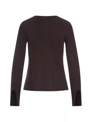 ROBERTO COLLINA Ribbed Cut-out Sweater - Brown
