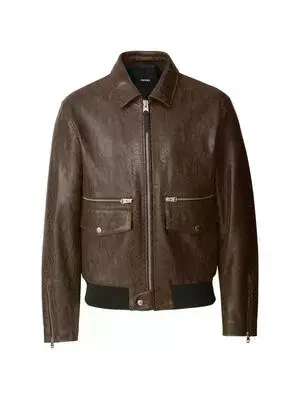 Mackage Snakeskin-effect Zipped Leather Jacket