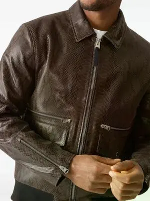 Mackage Snakeskin-effect Zipped Leather Jacket
