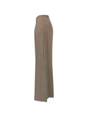 LE SULLY STUDIO Pinstripe Pleated Trousers - Brown