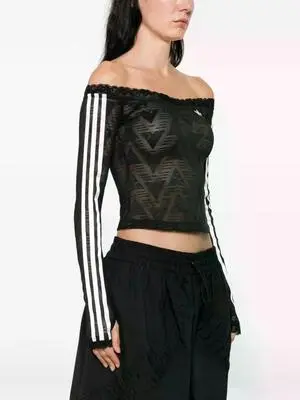 Adidas Lace Trim Striped Top