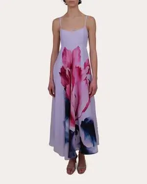 Azeeza Rachel Floral Crepe De Chine Midi Dress - Multicolor