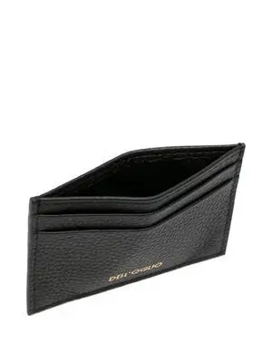 DELL'OGLIO Pebbled Card Holder - Black