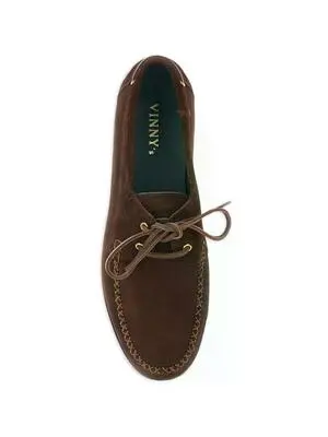 VINNY'S Lace-up Round-toe Loafers - Brown