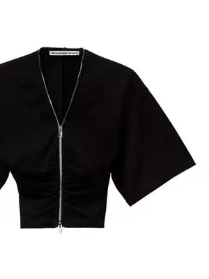 Alexander Wang Zip-up Ruched Top - Black