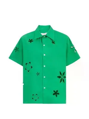 Mira Mikati Cut-out Floral Shirt - Green