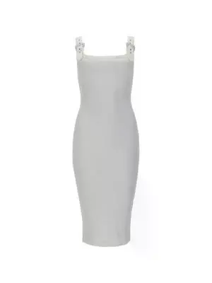 Versace Buckle Strap Midi Dress - White