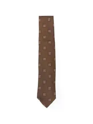 LARDINI Floral Neck Tie - Brown