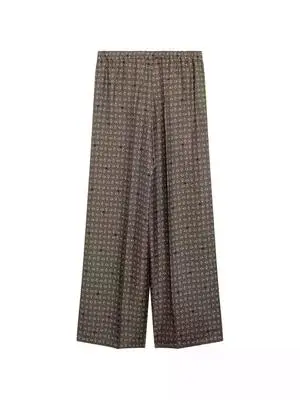 Max Mara Printed Silk Trousers - Brown