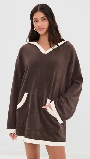 Staud Anona Hooded Mini Dress - Java