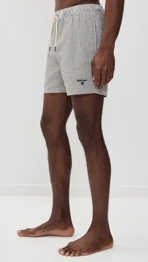 Barbour Gingham Seersucker Swim Shorts - Olive