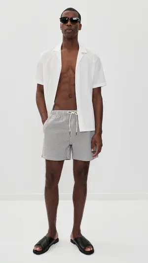 Barbour Gingham Seersucker Swim Shorts - Olive