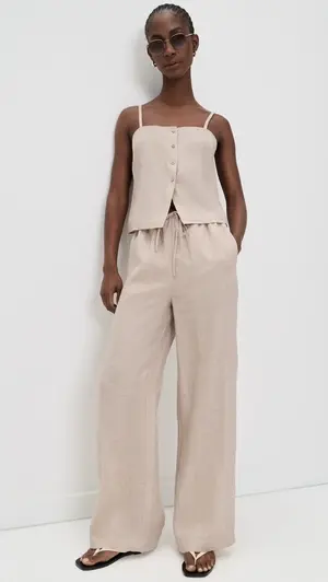 FRAME Linen Button Cami - Flax