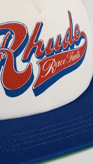 Rhude Pit Stop Trucker Cap - White/blue/red