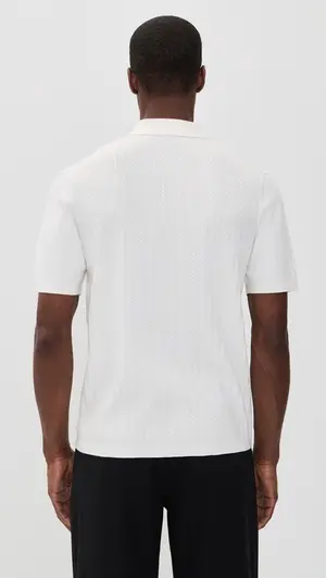 Theory Cable Knit Polo In Fine Bilen