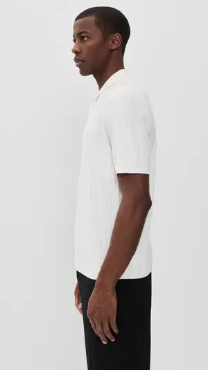 Theory Cable Knit Polo In Fine Bilen