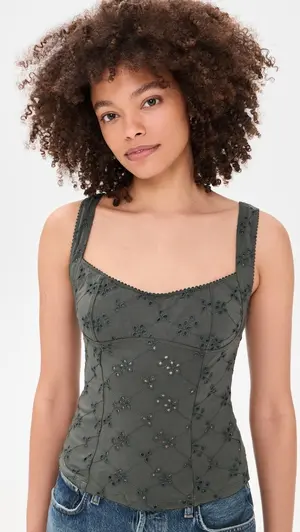 Free People Eyelet Camisole - Hunter