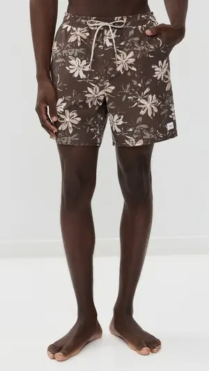 KATIN Volley Floral Swim Trunks - Cocoa