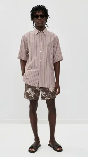 KATIN Volley Floral Swim Trunks - Cocoa
