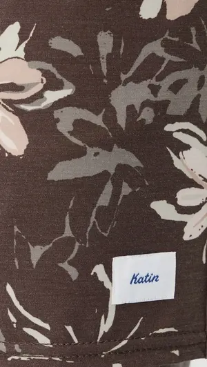 KATIN Volley Floral Swim Trunks - Cocoa
