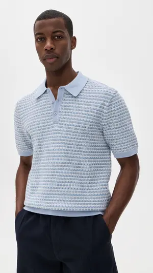 WAX LONDON Mini Geo Naples Knit Polo