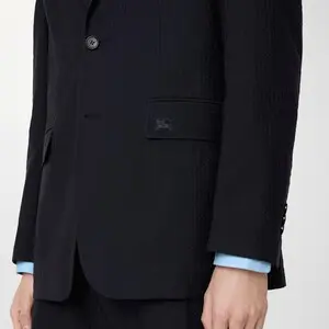 Burberry Seersucker Cotton Linen Tailored Jacket