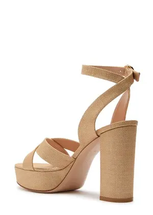 GIANVITO ROSSI Sabrina Haiti 105 Raffia Sandals - Cream