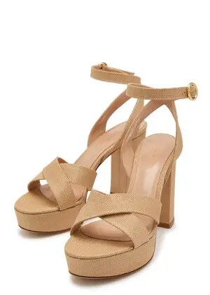 GIANVITO ROSSI Sabrina Haiti 105 Raffia Sandals - Cream