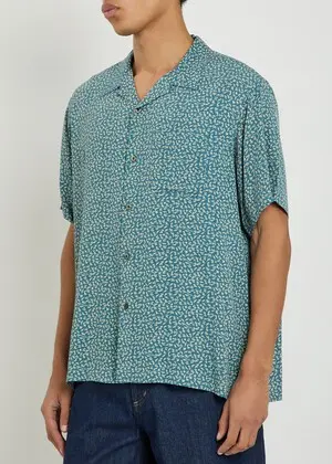 VOWELS Deer Printed Rayon Shirt