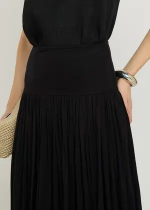 TOTEME Gathered Crepe-jersey Midi Skirt - Black