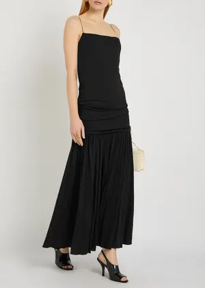Jacquemus La Robe Abiha Draped Jersey Maxi Dress - Black